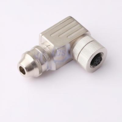China Industrial Connector CAZN M12 S8A GLDP7 Metal Assembly Right Angle Plug with Socket Pin Configuration for sale