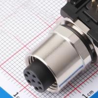 China Panel mount socket connector CAZN M12-S8A-GPL M12 male pins with TPU molding and CE RoHS certification for sale