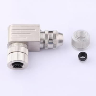 China Right angle metal assembly plug with female socket screw connection shielded CE RoHS certified CAZN M12-S5A-GLDP7 connector for sale