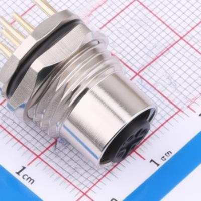 China Panel Mount Metal Connector CAZN M12-S4A-GPF M16-JD with Bright Nickel Surface and Shielded Contacts for sale