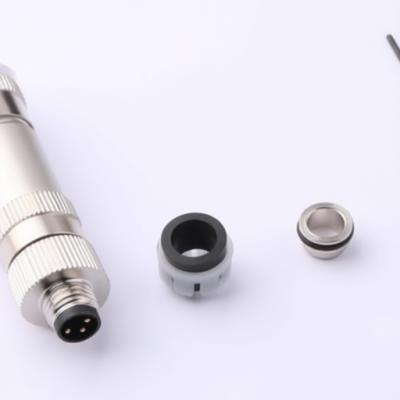 China Industrial metal connector CAZN M8-P3A-GLA05 with 3 4 pin configurations screw termination and CE RoHS certification for sale
