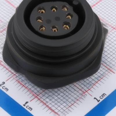 China Panel mount plastic waterproof connector CAZN E13B-S10-PWB with gold plated copper pins and snap fit for sale