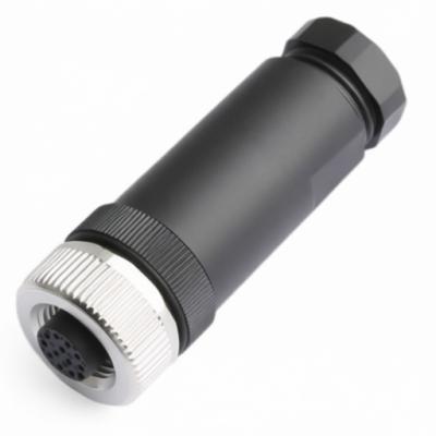 China Industrial M12 Connector CAZN M12-S12A-PWAP9-BS Plastic Housing PG9 Cable Gland and Threaded Connection for sale