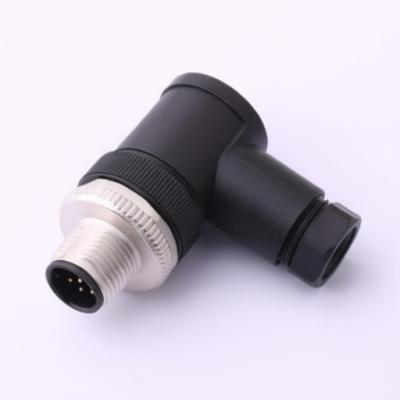 China Robust screw termination plastic assembled right angle plug connector CAZN M12 P8A PLDP7 for industrial for sale