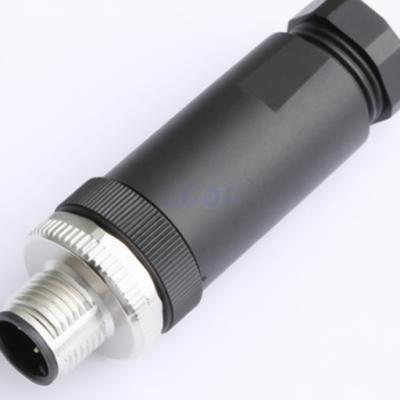 China industrial M12 solder wire male connector CAZN M12-P4A-PWAP9-BS with PG9 cable entry and plastic assembly plug for sale