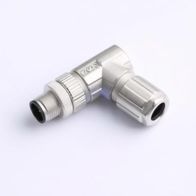China Industrial M12 connector CAZN M12-P4D-GWDP9 with A-coded male pins and shielded waterproof construction for sale
