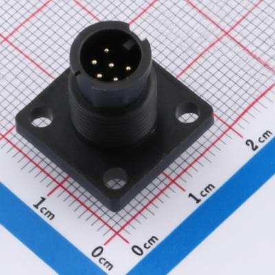 China Square Flange Mount Socket Connector CAZN E7B-P6-PPH with Brass Gold Plated Pins and Thread Locking for sale