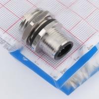 China Robust CAZN M12-P8A-GWBP9 panel mount connector with brass nut bright nickel finish and nitrile seal for sale