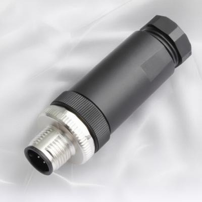 China Plastic Assembly M12 Straight Plug with Screw Clamp Housing and PG9 Cable Gland CAZN M12-P8A-PWAP9-BS Solder Wire for sale