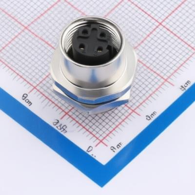 China front panel mount solder wire connector CAZN M12-S4D-GWBM12 with short body and bright nickel plating for sale