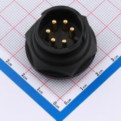 China CAZN E16B-P6-PPF plastic waterproof connector rear panel mount socket featuring snap lock and pin terminals for pcb for sale