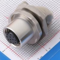 China Panel Front Mount Connector CAZN M12-S12A-GWBM16 with Solder Termination and IP65 IP67 Protection for sale
