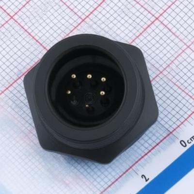 China Panel mount plastic waterproof connector with threaded plug and pin terminals CAZN E13T-P8-PPF copper gold plated pins for sale