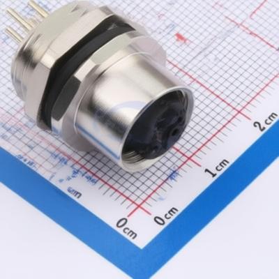 China M12 panel mount metal socket CAZN M12-S4D-GPBM16 with gold plated contacts and M16 15 locking thread for sale