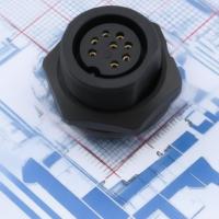 China Plastic Waterproof Connector Threaded Panel Mount Plug CAZN E13T-S8-PPF with CE RoHS and IP68 Ratings for sale