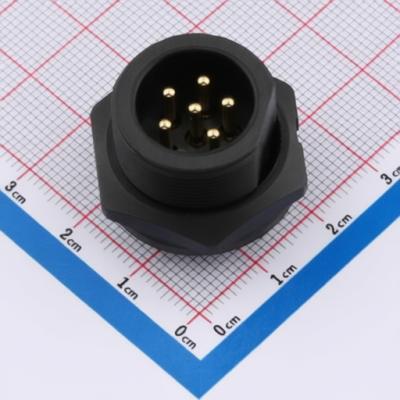China Threaded locking plastic waterproof connector CAZN E13T-P6-PPF with panel mount plug and gold plated copper pins for sale
