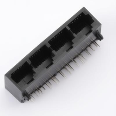 China Industrial modular PCB jack with gold plating and various port options CAX RJ59-10P8C-4L-WLQS for sale
