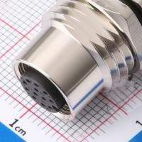 China Panel Mount Socket Connector CAZN M12-S12A-GWFM16 with Nickel Plated Brass Housing and Multiple Pins for sale