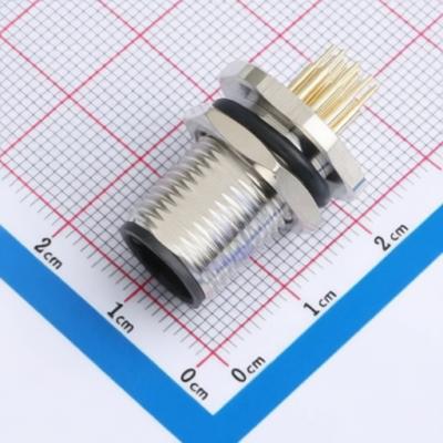 China rear panel mount socket CAZN M12-P12A-GPFM12 pin type connector with pcb board connection and ip65 ip67 protection for sale