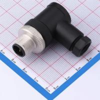 China Plastic Right Angle Plug Connector CAZN M12-P5A-PLDP7 with 5 Pin Screw Connection and Pin Type Terminal for sale