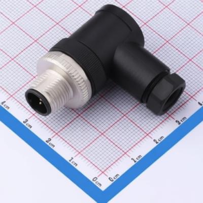 China Plastic Right Angle Plug Connector CAZN M12-P5A-PLDP7 with 5 Pin Screw Connection and Pin Type Terminal for sale