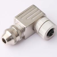 China Durable metal right angle plug connector CAZN M12-S4A-GLDP7 with screw termination and female socket for sale