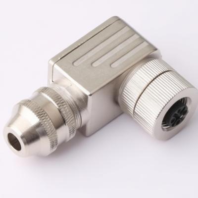 China Durable metal right angle plug connector CAZN M12-S4A-GLDP7 with screw termination and female socket for sale