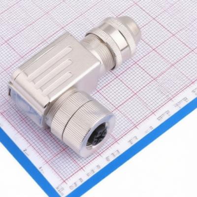China CAZN M12 S4D GLDP7 Metal Assembled Right Angle Plug Connector with Socket and IP67 Rated Protection for sale