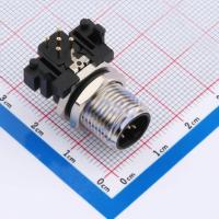 China Panel mount locking thread M12 metal socket right angle pin CAZN M12-P5B-GPLM12-JD for solder board for sale