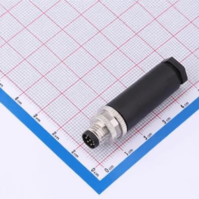 China M8 threaded plastic solder wire assembly with male connector copper housing and black nitrile seal CAZN M8-P8A-PWA05 for sale