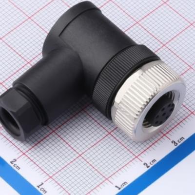 China Plastic assembly right angle plug connector CAZN M12-S8A-PLDP7 with screw connection and certified CE RoHS compliance for sale