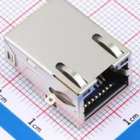 China Networking 1000BASE SMD TAB-UP connector with built-in magnetics and LED indicators CND-tek T11106ML6GS for sale
