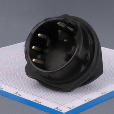 China Waterproof plastic connector panel rear mount socket with snap fit and PCB wiring CAZN E16B-P4-PPF certified CE RoHS for sale