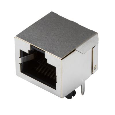 China Shielded 8P8C RJ45 modular jack with tin over nickel solder area plating CUI CRJ044-3-TH through hole for sale
