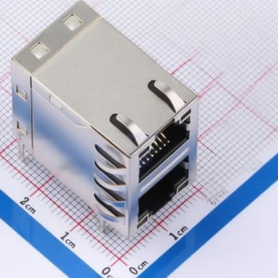 China RJ45 2X1 1000BASE-T Connector CND-tek T21042ML6G Featuring Gold Plated Contacts and High Durability for sale