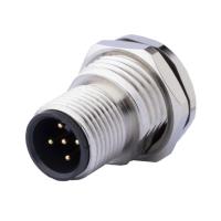 China Industrial grade M12 male panel mount connector with IP67 ingress protection CUI CDM1210-04A-MT-F16-67 for sale