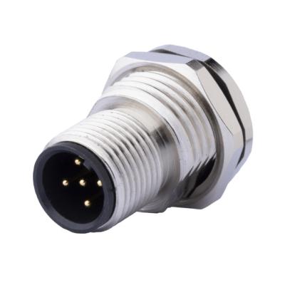 China Industrial grade M12 male panel mount connector with IP67 ingress protection CUI CDM1210-04A-MT-F16-67 for sale
