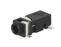 China Surface mount audio jack CUI SJ-2523-SMT-TR with 12 Vdc rating and 1 A current capacity in black PA10T housing for sale
