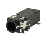 China Audio jack connector CUI SJ-43514-SMT-TR with plastic bushing narrow footprint and multiple switch options for sale