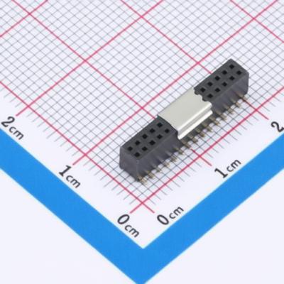 China Dual row pin header with SMT termination and cover HCTL PM127-2-15-S-4.3-G1-R 1.27 millimeter pitch for sale