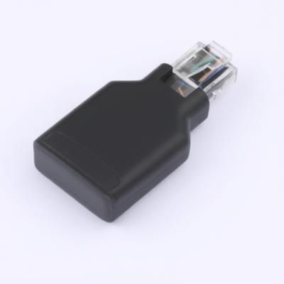 China Black USB to RJ45 Cable Assembly HJ Tech 3C0000Q03-087 with UV Resistant PVC and Heat Shrink Tubing for sale