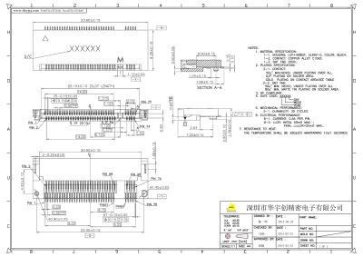 China NGFF M2 M KEY Connector 18H Height 05PH Pitch Model HOAUC HYCW44M-05NGFF-180B for System Integration for sale
