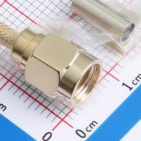 China Brass RA SMA plug antenna connector with 1u gold plating hex size 8mm length 178 millimeters HJ Tech 2LC15PM605 for sale