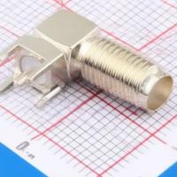 China 50 Ohms impedance 90 SMA female to male pin connector for PCB brass gold plated HJ Tech 2LC15SF046 PTFE insulator included for sale