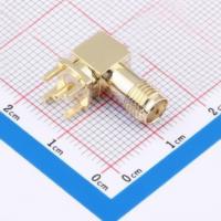 China 90 Degree SMA Female to Female Connector Assembly Brass Gold Plated for PCB Mounting HJ Tech 2LC15SF101 RoHS for sale