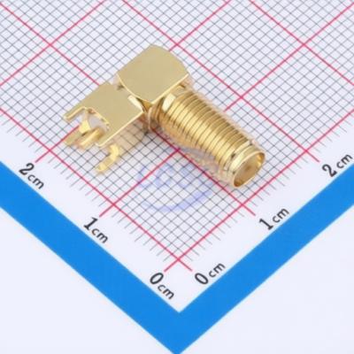 China 90 Degree SMA Female Connector Female Pin PCB Mount Solder Type Brass Gold Plated HJ Tech 2LC15SF076 for sale