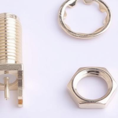 China SMA 180 DIP Connector Bent Leg with Hole Clip Length 16.5 Model HOAUC HYCW07-SMAW1163-1650B Component for sale