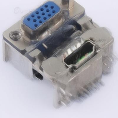 China Industrial Grade Female HDR15 Connector Dual HDMI Layers Pitch 1588mm Model HOAUC HYCW01-2IN34-158B for sale