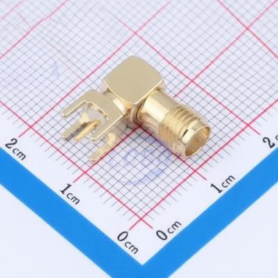 China SMA Female to Female Connector 90 Degree Square Base PCB Mount HJ Tech 2LC15SF087 Brass Gold Teflon for sale