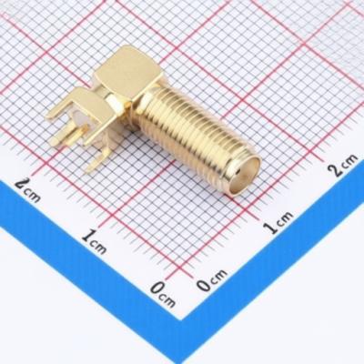China Brass Gold Plated Threaded Body 90 Degree SMA Female Connector with Male Pin HJ Tech RF2203016 PCB for sale